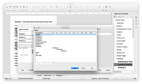 LibreOffice Creating A Table Of Contents That Doesnt Include Heading