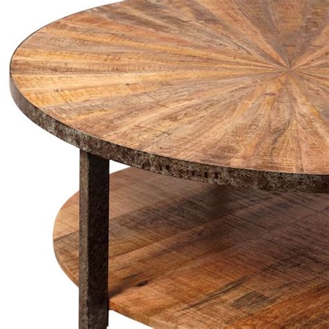 Chelsea Natural Hued Handcrafted Mango Wood Round Coffee Table