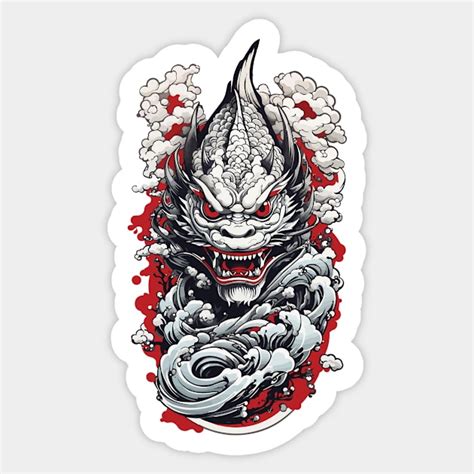 Sea Monster Aesthetic Yokai Oni Japan Vintage Iconic Sticker Teepublic