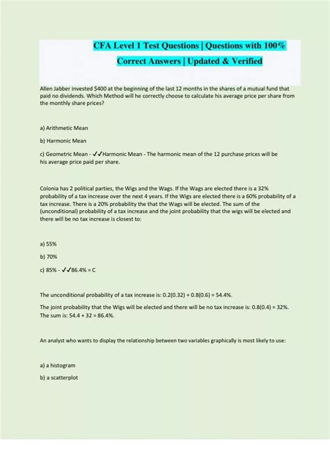 Cfa Level 1 Test Questions Questions With 100 Correct Answers