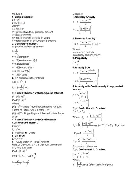 Engineering Economics Formulas Pdf Interest Economies