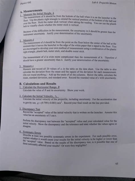 Lab Projectile Motion Introduction In This Chegg Com