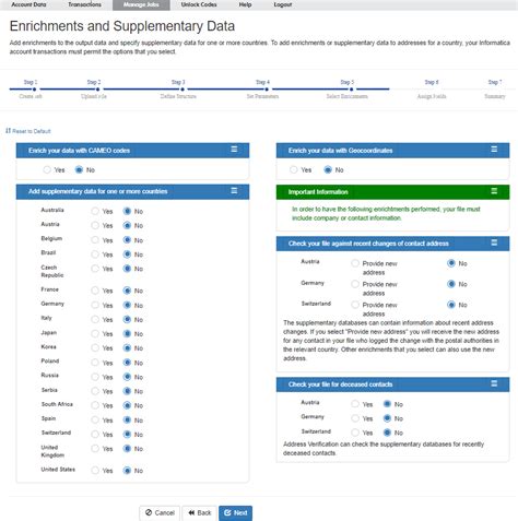 Creating A Job For The Address Verification Interface
