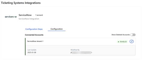 Servicenow Integration Details Page