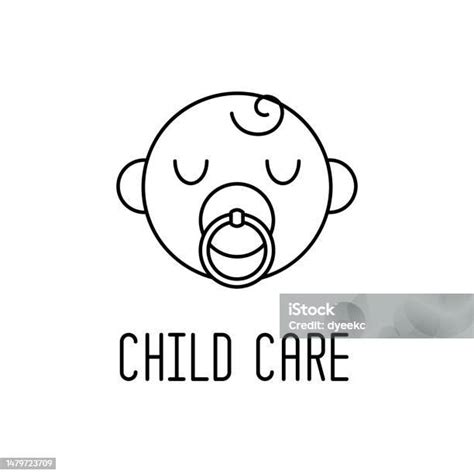 젖꼭지 선 아이콘 윤곽선 벡터 기호 흰색으로 격리된 선형 스타일 픽토그램을 빠는 귀여운 만화 아기 기호 로고 그림입니다 가족에 대한 스톡 벡터 아트 및 기타 이미지 Istock