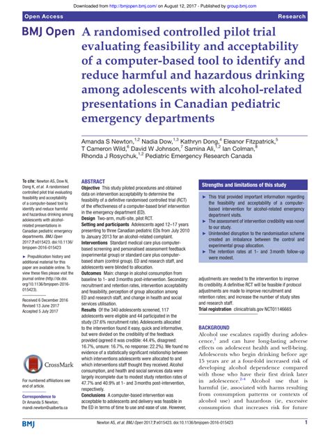 Pdf A Randomised Controlled Pilot Trial Evaluating Feasibility And Acceptability Of A Computer