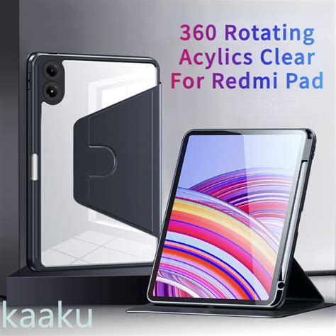 Rotation Case For Redmi Pad Pro Pad Se Clear Acrylic Smart Stand Cover With