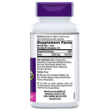 Natrol Biotin 5000 Mcg 250 Fast Dissolve Tablets Geekzany
