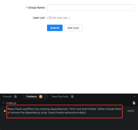 Antdv4 React Hook Useeffect Has A Missing Dependency Form · Issue 21634 · Ant Designant