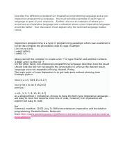 Comparative Programming Language Df Unit Docx Describe The Differences Between An Imperative