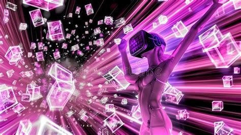 Vr Experience In Neon Cubes Ai Generative Stock Image Image Of Figure Dreamscape 309253425