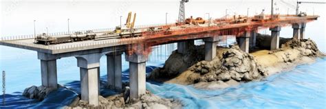 Computer Modeling Visualization Of Stress Distribution In A Bridge Structure Under Load Stock