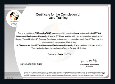 Rutuja Sasane On Linkedin Here Again A Certificate For The Completion Of Java Training By Spoken