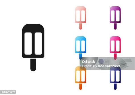 흰색 배경에 고립 된 검은 아이스크림 아이콘 달콤한 기호 다채로운 아이콘을 설정합니다 벡터 거품 내기에 대한 스톡 벡터 아트 및 기타 이미지 Istock