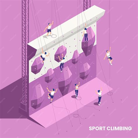 Premium Vector Rock Climbing Sport Indoor Gym Wall Isometric Element