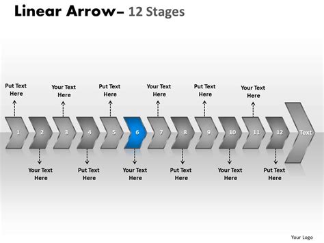 Linear Arrow 12 Stages 2 PowerPoint Slide Templates Download PPT Background Template