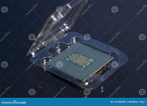 central processing unit cpu processor microchip in the packaging box
