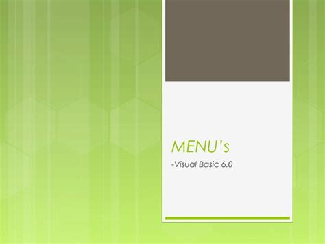 Visual Basic Menu Ppt