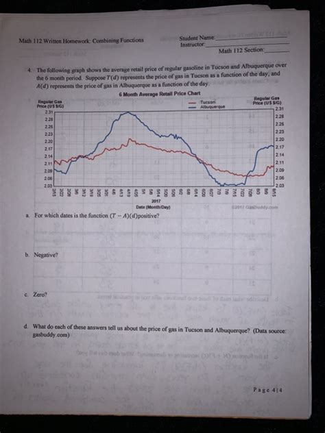 Solved Math 112 Written Homework Combining Functions