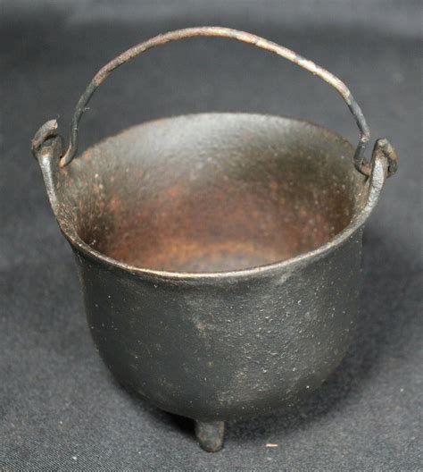 Antique Miniature Three Legged Cast Iron Hanging Pot Cauldron 2008297848