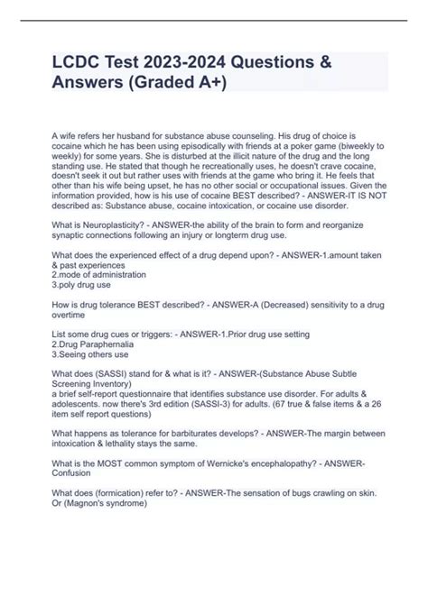 LCDC Test Questions Answers Graded A LCDC Stuvia US