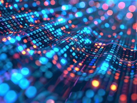 Futuristic Digital Data Network Background With Binary Code In Motion