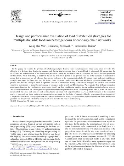 pdf design and performance evaluation of load distribution strategies