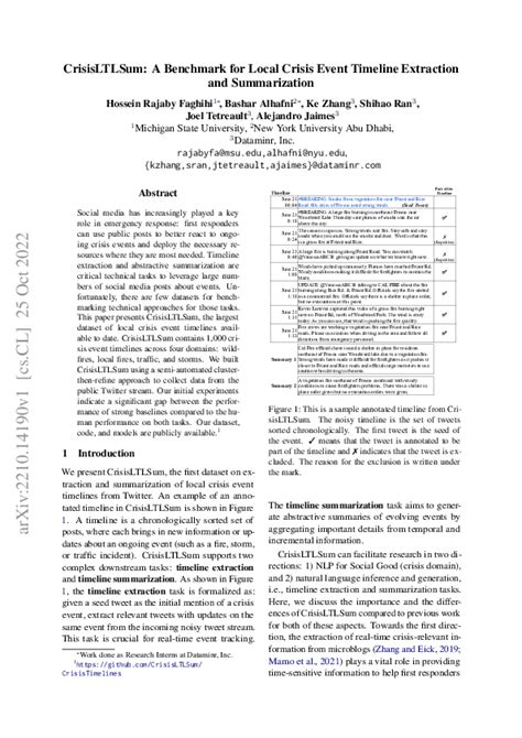 Pdf Crisisltlsum A Benchmark For Local Crisis Event Timeline Extraction And Summarization