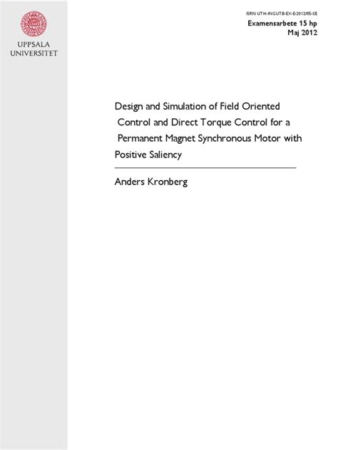 Design And Simulation Of Field Oriented Control And Direct Torque