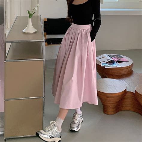 핀턱 플리츠 A라인 플레어 롱스커트 Ag114922