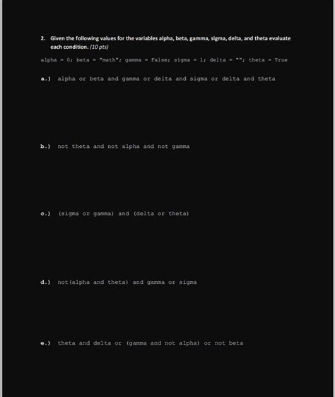 Solved Python Given The Following Values For The Variables Chegg