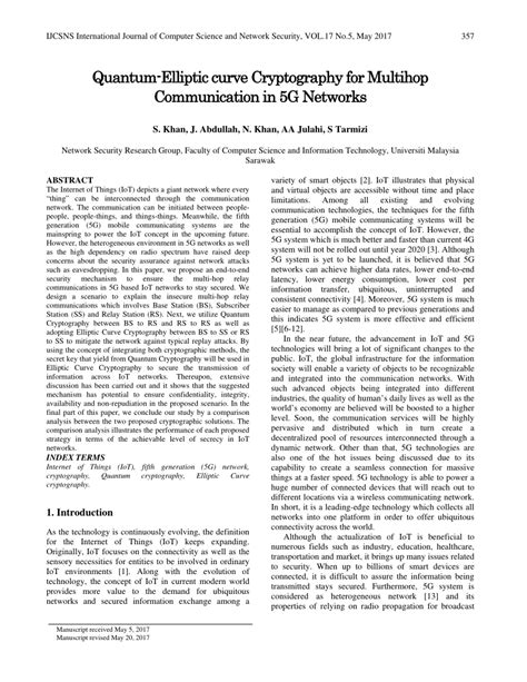 Pdf Quantum Elliptic Curve Cryptography For Multihop Communication In