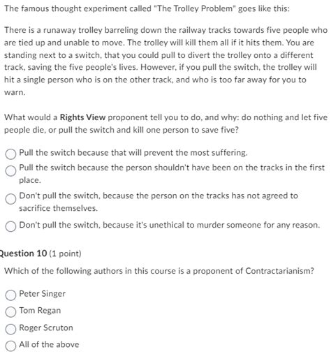 Solved The Famous Thought Experiment Called The Trolley