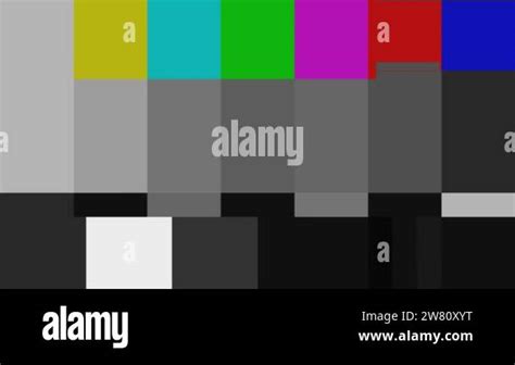 SMPTE Color Bars With Glitch Effect And With Periodically Pop Up Text NO SIGNAL Test Pattern