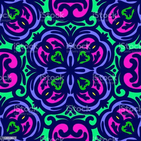 반복되는 복고풍 기하학적 패턴 직물 인쇄 다마스크 스타일 원활한 패턴 배경 모자이크 장식품 빈티지 스타일 직물에 인쇄를 위한 디자인 0명에 대한 스톡 벡터 아트 및 기타