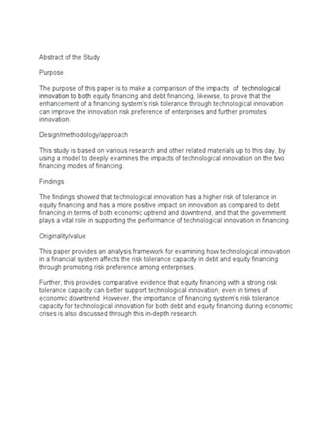 Sample Abstract Of The Study Pdf