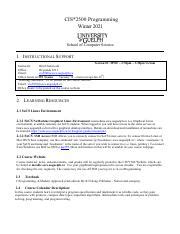 CIS2500 W21 1 Pdf CIS 2500 Programming Winter 2021 Babe Of Computer Science 1 INSTRUCTIONAL