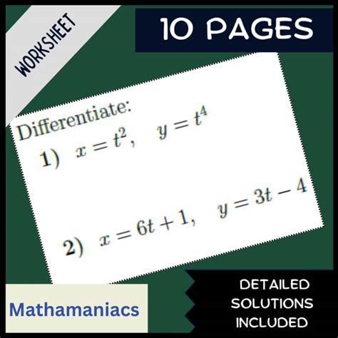 Derivatives Of Parametric Equations Worksheet With Solutions By