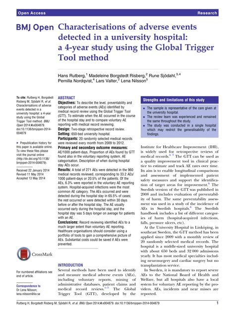 Pdf Characterisations Of Adverse Events Detected In A University