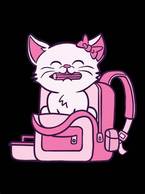 Cute Back To School Cat Kitten Study School Pencil Cat School Sticker