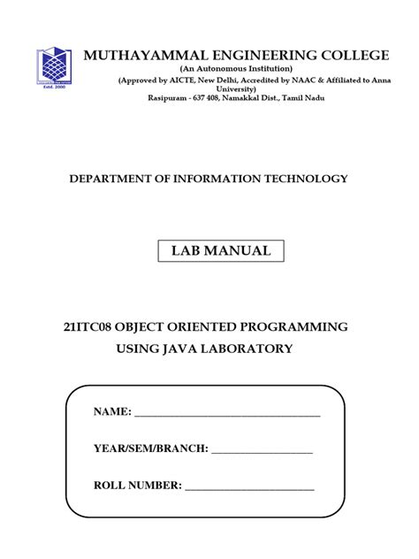 Oops Lab Manual Pdf Engineering Analysis