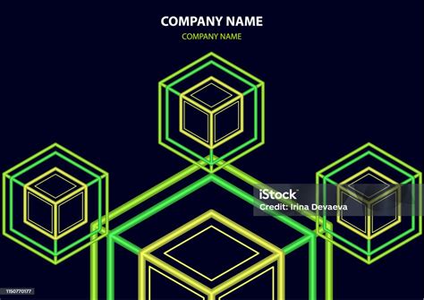 회사 로고 아이콘 디자인 서식 파일 요소입니다 육각형의 형태로 로고 어두운 배경에 큐브의 입방체 벡터에 대한 스톡 벡터 아트 및