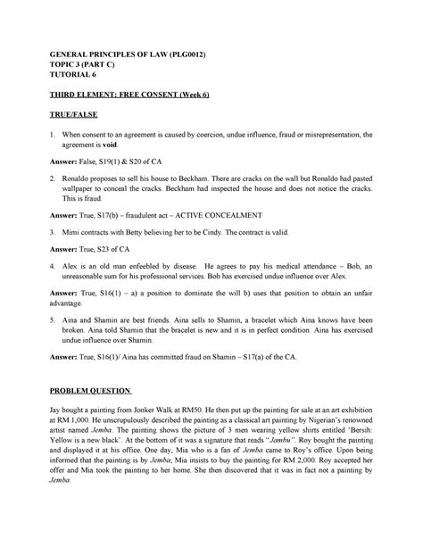 Tut 6 Topic 3 Part C Tutorial General Principles Of Law