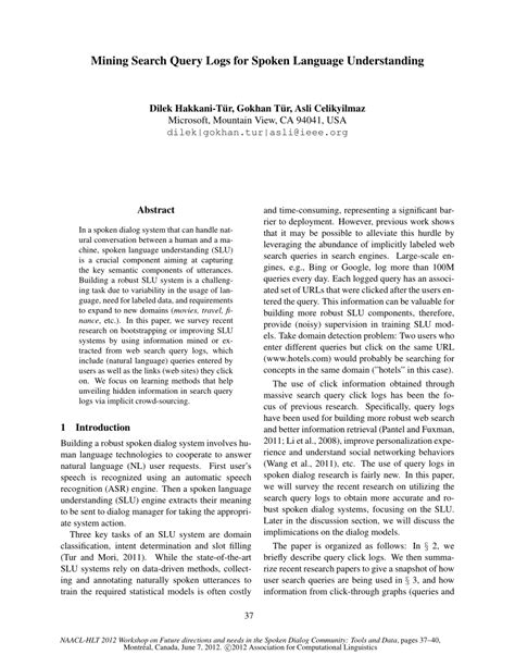 Pdf Mining Search Query Logs For Spoken Language Understanding