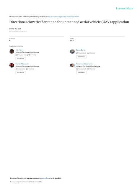 Directional Cloverleaf Antenna For Unmanned Aerial Vehicle Uav Application Pdf