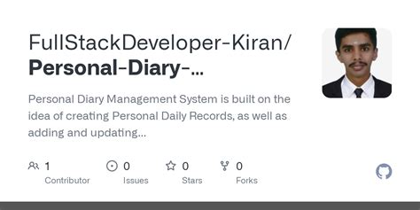 Github Fullstackdeveloper Kiranpersonal Diary Management System In C