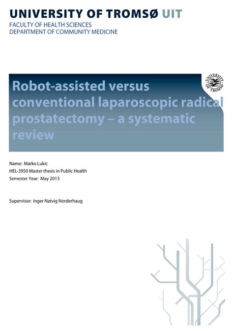 Pdf Robot Assisted Versus Conventional Laparoscopic Radical Prostatectomy A Systematic Review