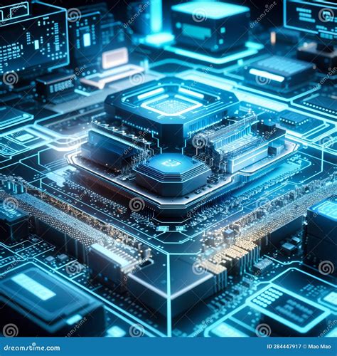 Close Up View Of A Modern Gpu Card With Circuit And Connections 3d Rendering Stock Illustration
