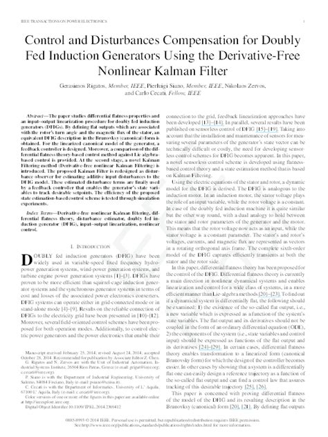 Pdf Control And Disturbances Compensation For Doubly Fed Induction Generators Using The