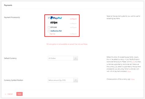 Payments Settings RegistrationMagic
